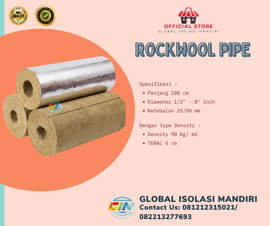 ROCKWOOL PIPE INSULATION MURAH DAN BERKUALITAS PANJANG 100 CM DIAMETER ...