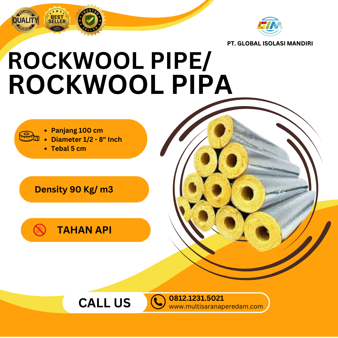 ROCKWOOL PIPE INSULATION MURAH DAN BERKUALITAS PANJANG 100 CM DIAMETER ...